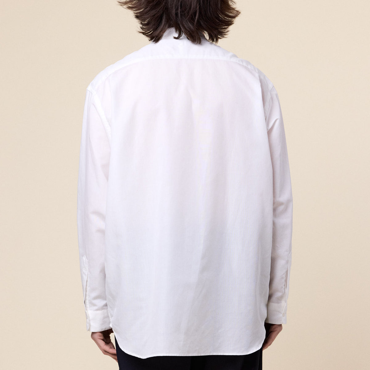 Still by Hand - Cotton Band Collar Shirt - White | T.T.O.O
